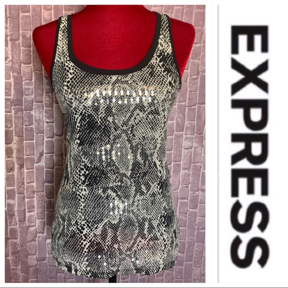Express | Tops | Snakeprint Sequin Stripe Tank | Poshmark